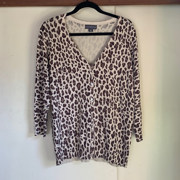 Covington | Sweaters | Covington Cheetah Print Vneck Button Cardigan Xl ...